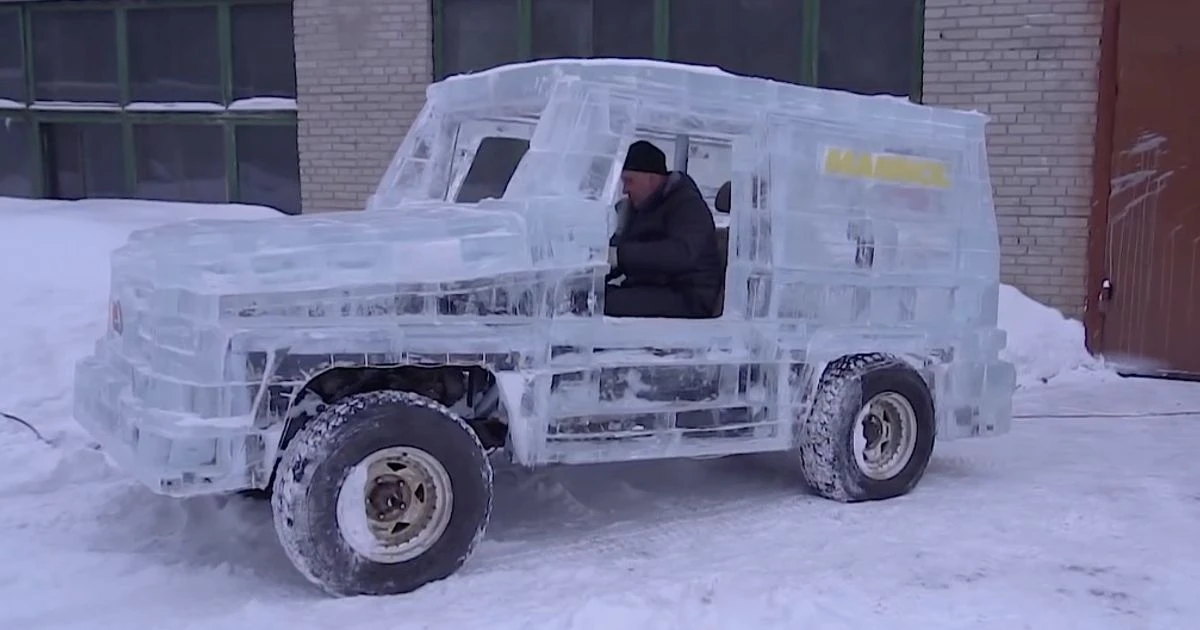 Man Creates A Functioning Car Made Entirely Of Ice
